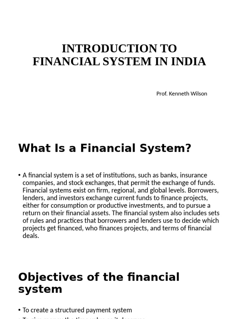 Introduction To Financial System in India | PDF