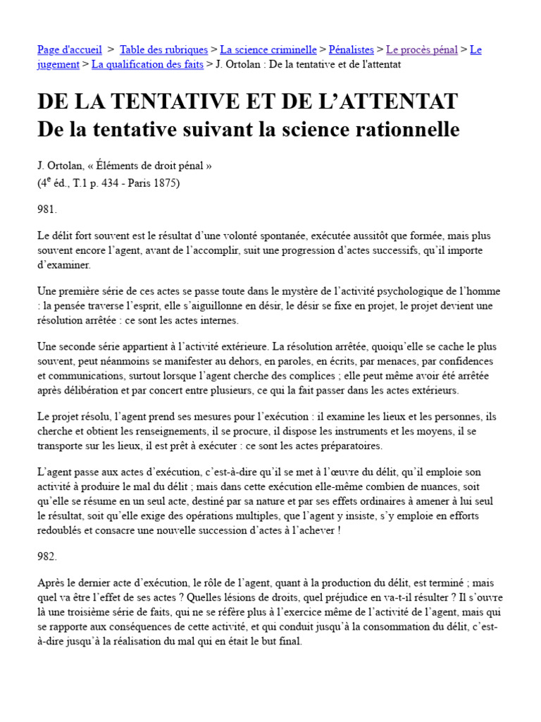 Tentative et attentat en droit pénal | PDF | Crimes | Crime et violence
