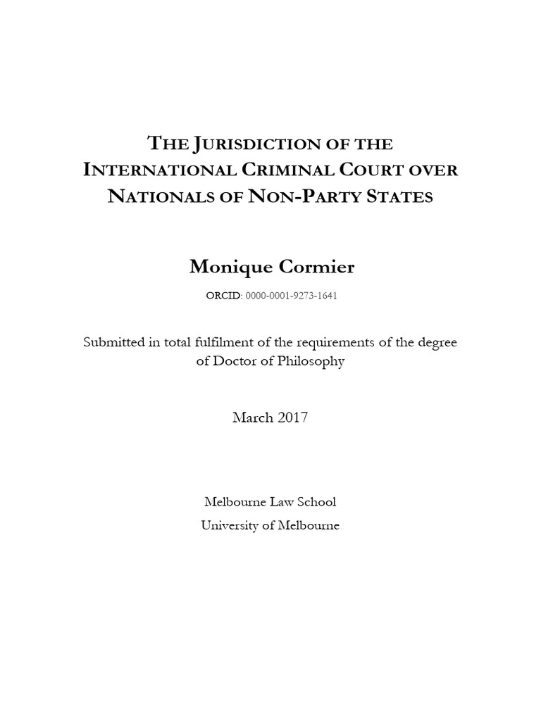 Monique Cormier Final Thesis | PDF | International Criminal Court | Jurisdiction