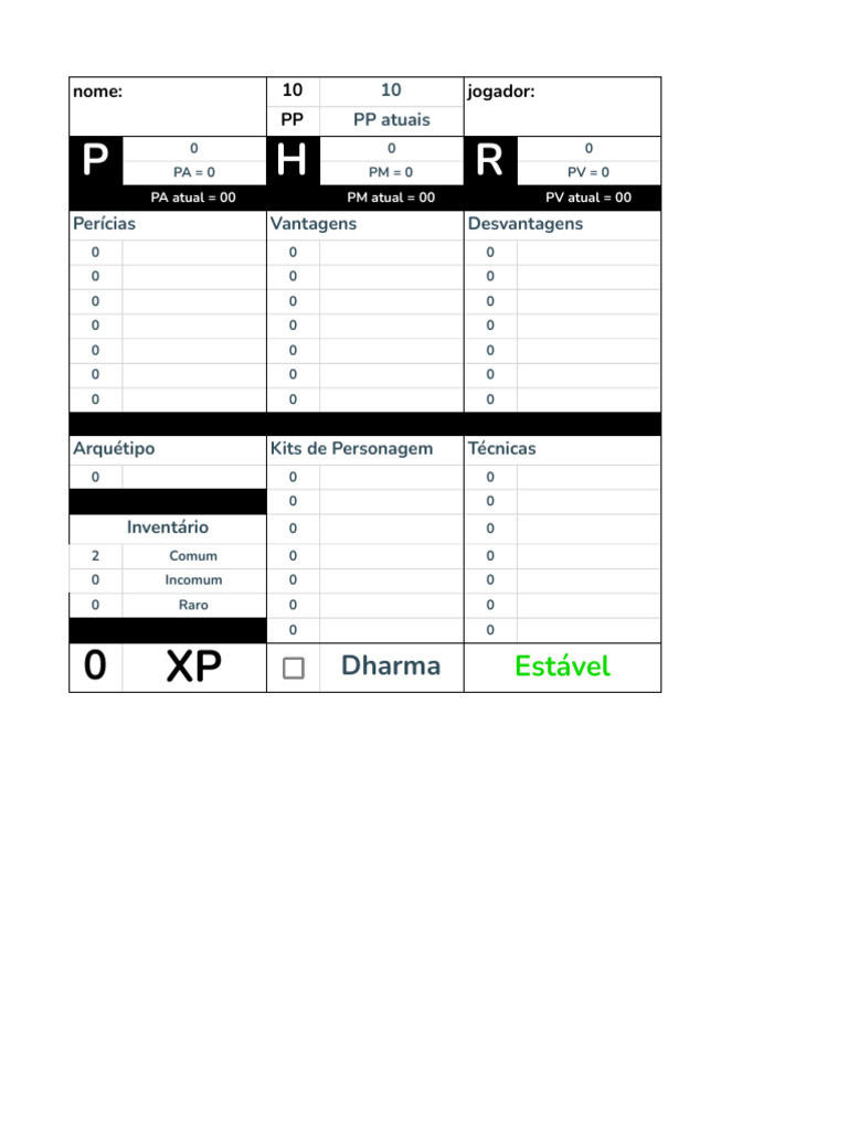 Ficha Automática 3DeT Victory | PDF | Ilusão | Monstros