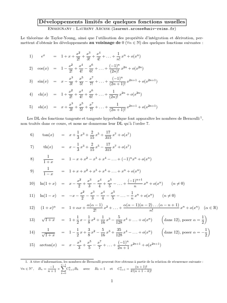 Chap1 DL Tableau DL Fonctions Usuelles | PDF