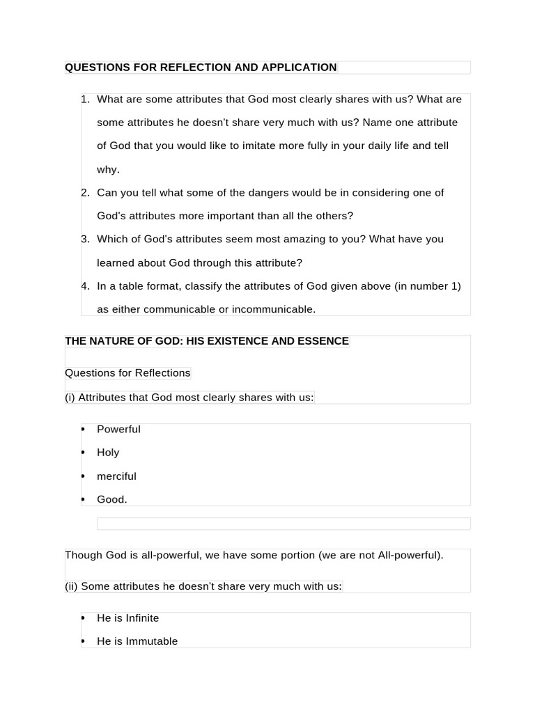 Questions For Reflection and Application | PDF | Angel | Trinity