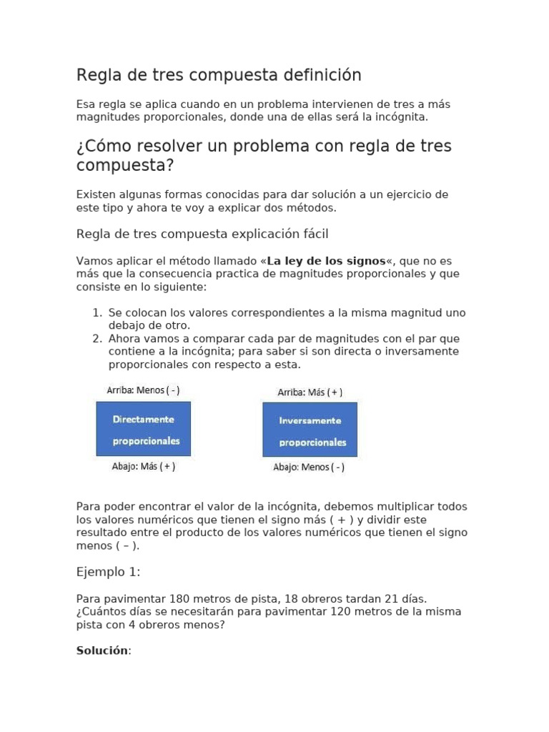 Regla de Tres Compuesta: Guía y Ejemplos | PDF