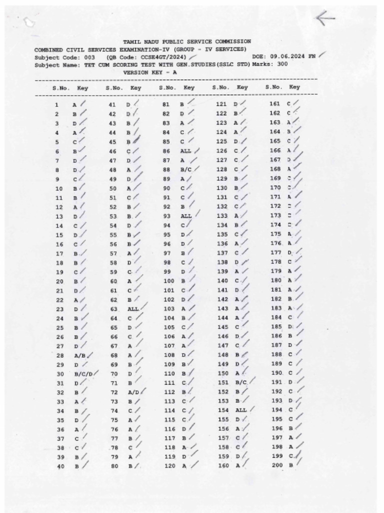 01 2024 Final Answer Key GT GE | PDF
