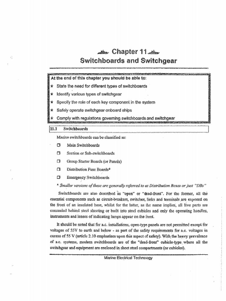 Chapter 11 - Switchboards and Switchgear | PDF