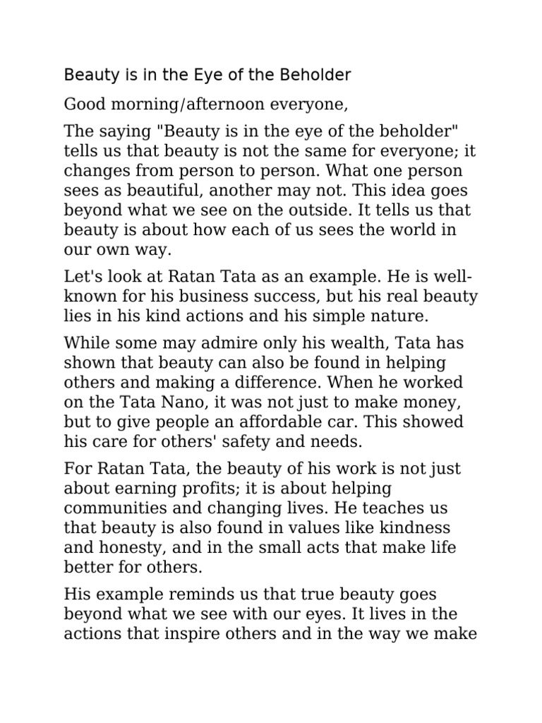 Beauty Is in The Eye of The Beholder | PDF