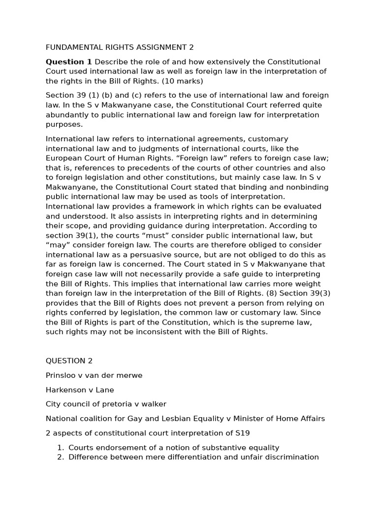 Fundamental Rights Assignment 2 | PDF