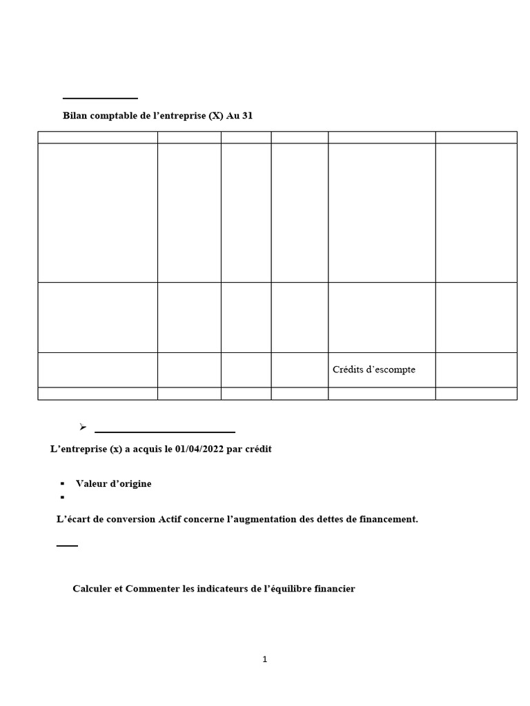 Serie 1 Bilan Fonctionnel | PDF | Bilan comptable | Capitaux propres