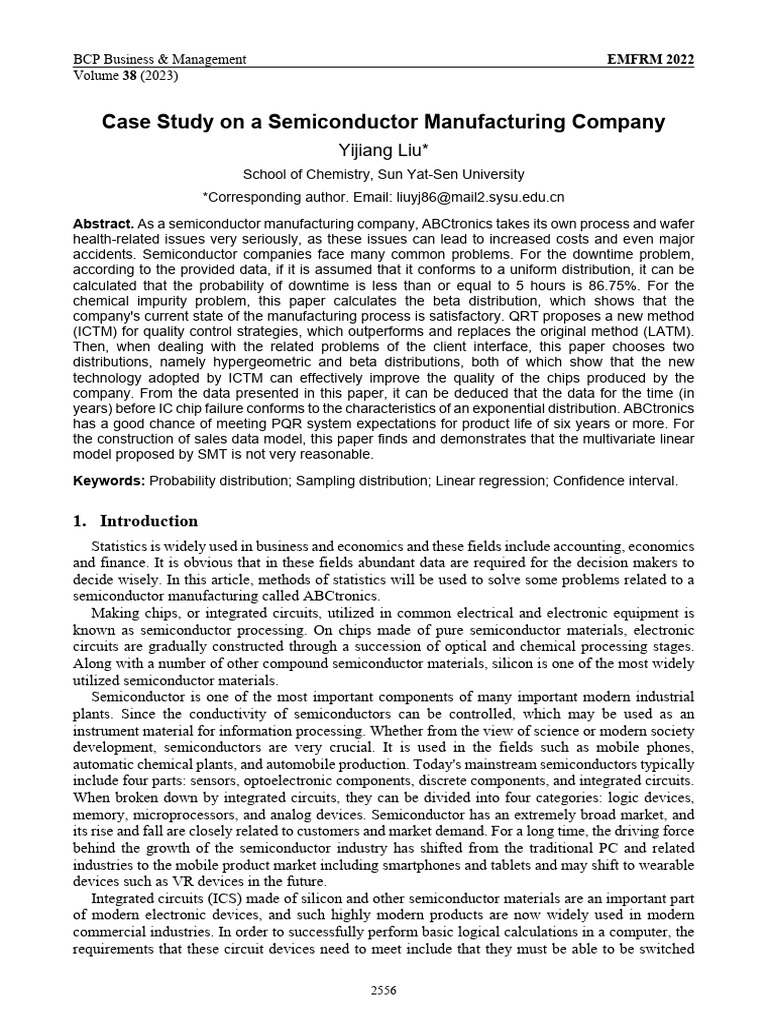 Case Study On A Semiconductor Manufacturing Compan | PDF | Integrated ...