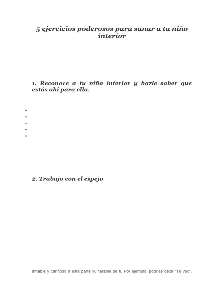 5 Ejercicios Poderosos para Sanar A Tu Niño Interior | PDF | Meditación ...