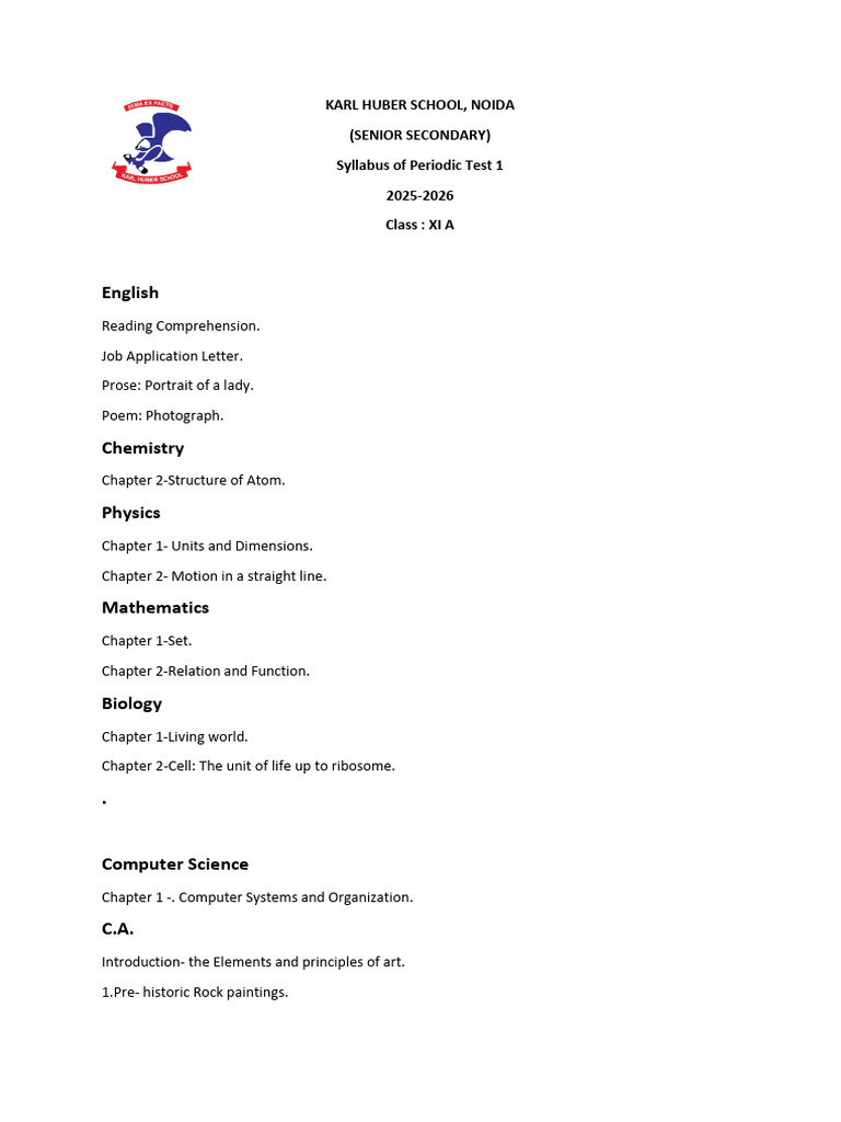 Class XI A CT syllabus (1) (1) (1) | PDF