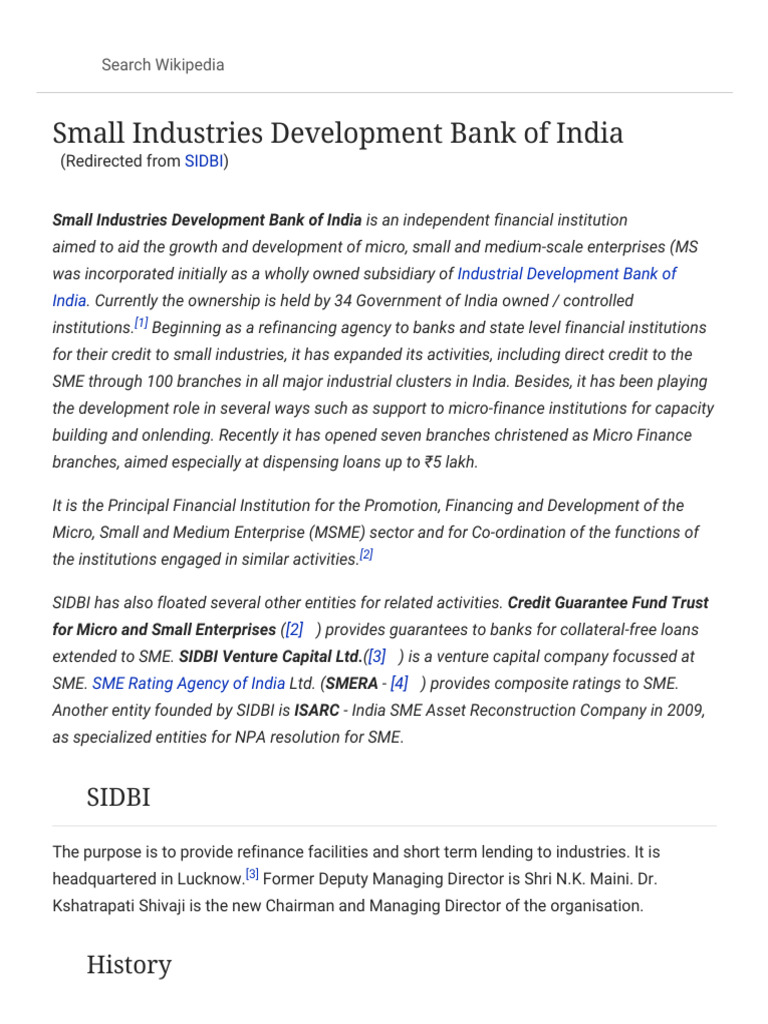 Small Industries Development Bank of India | PDF | Economies | Business
