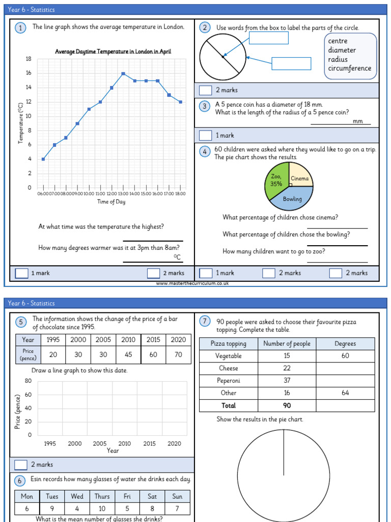 Year 6 Statistics Assessment Xzuq3q | PDF