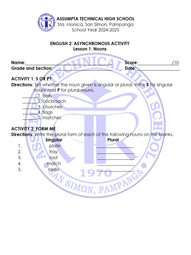 Asynchronous Activity Quarter 1 Lesson 1 | PDF