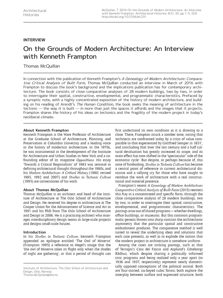 On The Grounds of Modern Architecture An | PDF