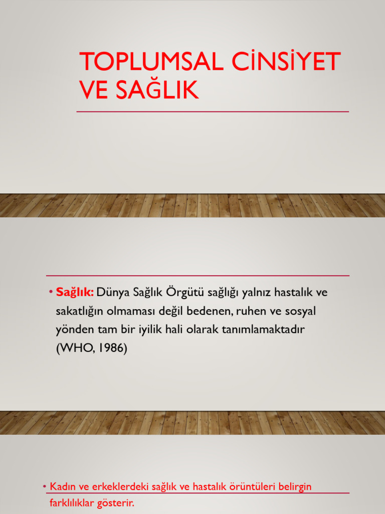 Toplumsal Cinsiyet ve Sağlık | PDF