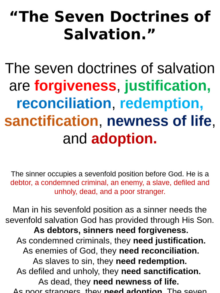 Seven Doctrines of Salvation Explained | PDF | Salvation ...