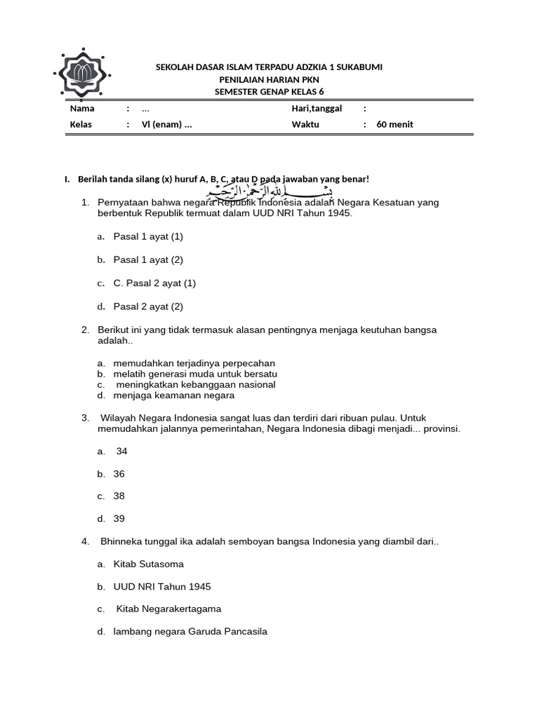 Soal Ulangan PKN 2 SMTR 2 | PDF