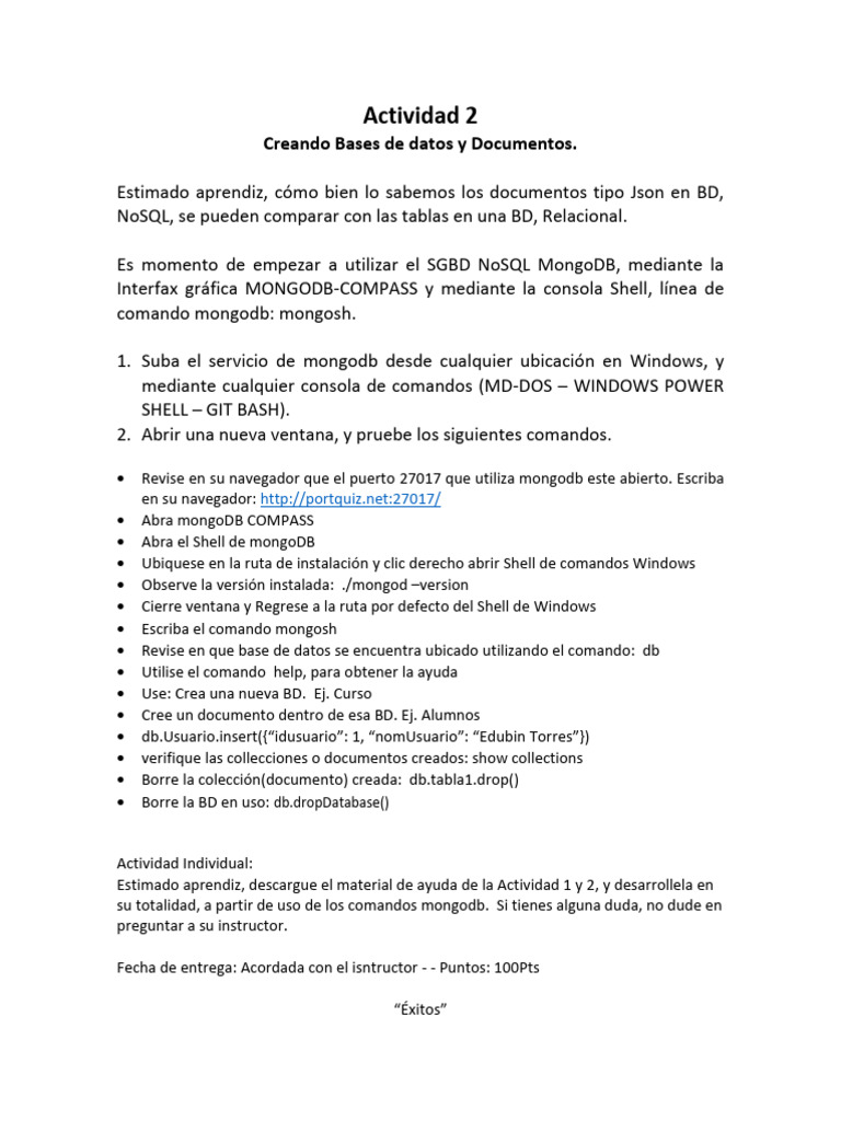 Actividad 2 - Utilizando Mongo | PDF