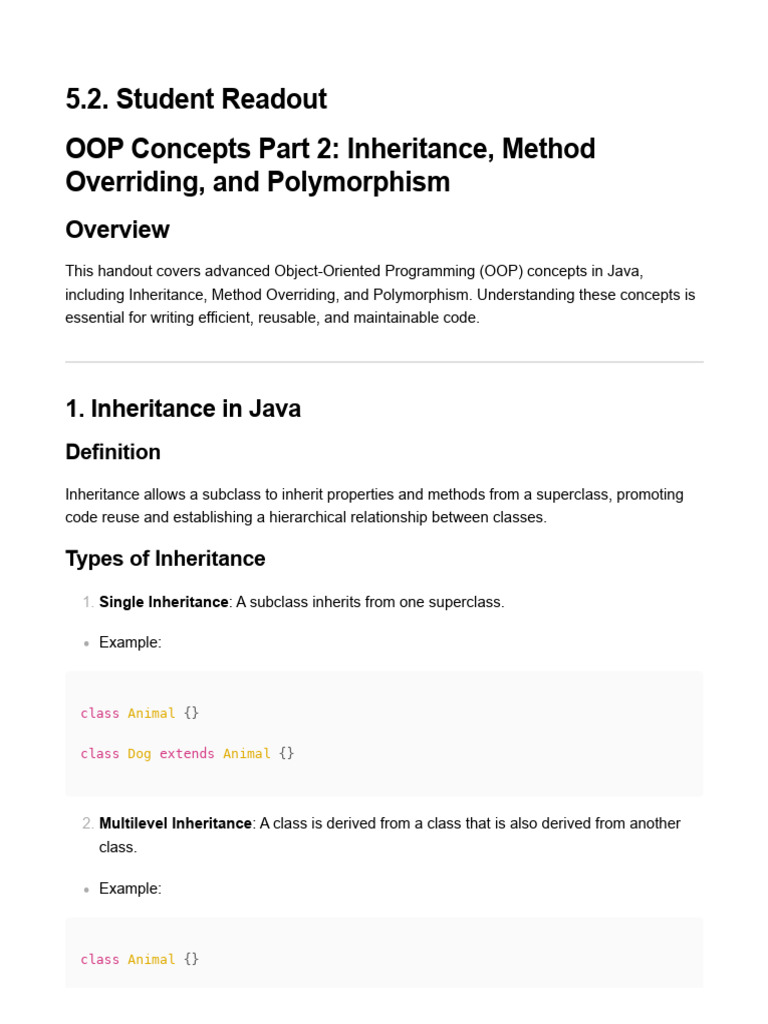Oop Concepts Part 2 1257 Pdf Inheritance Object Oriented Programming Method Computer