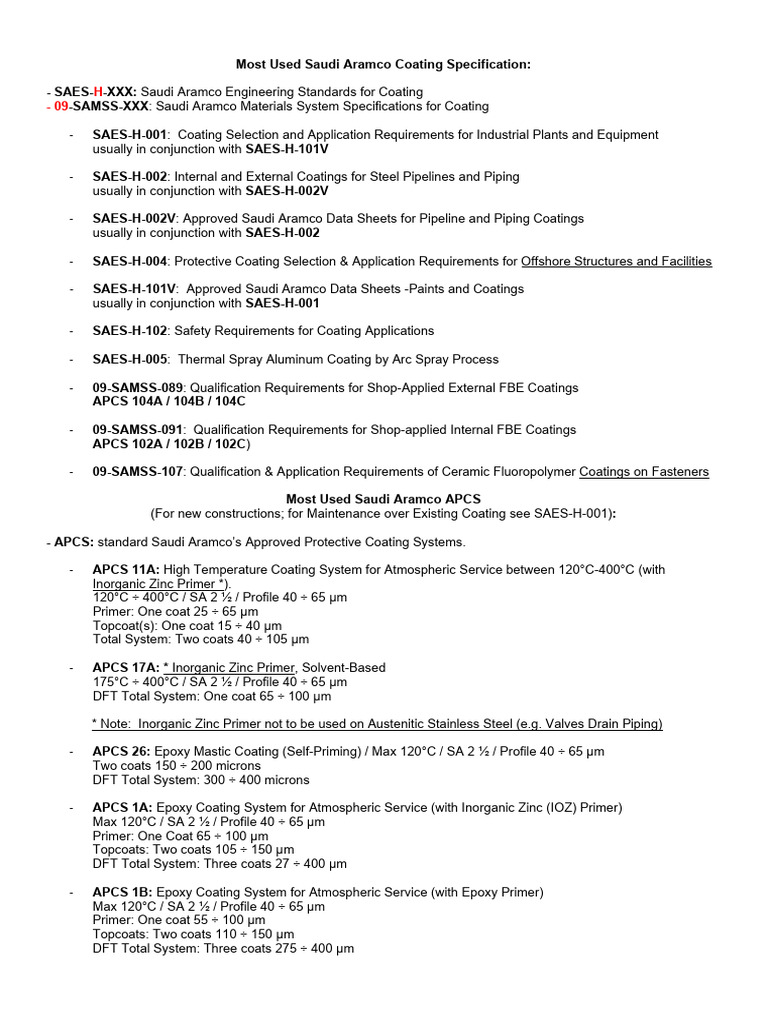 Notes On Saudi Aramco Coating Specification | PDF | Epoxy | Steel