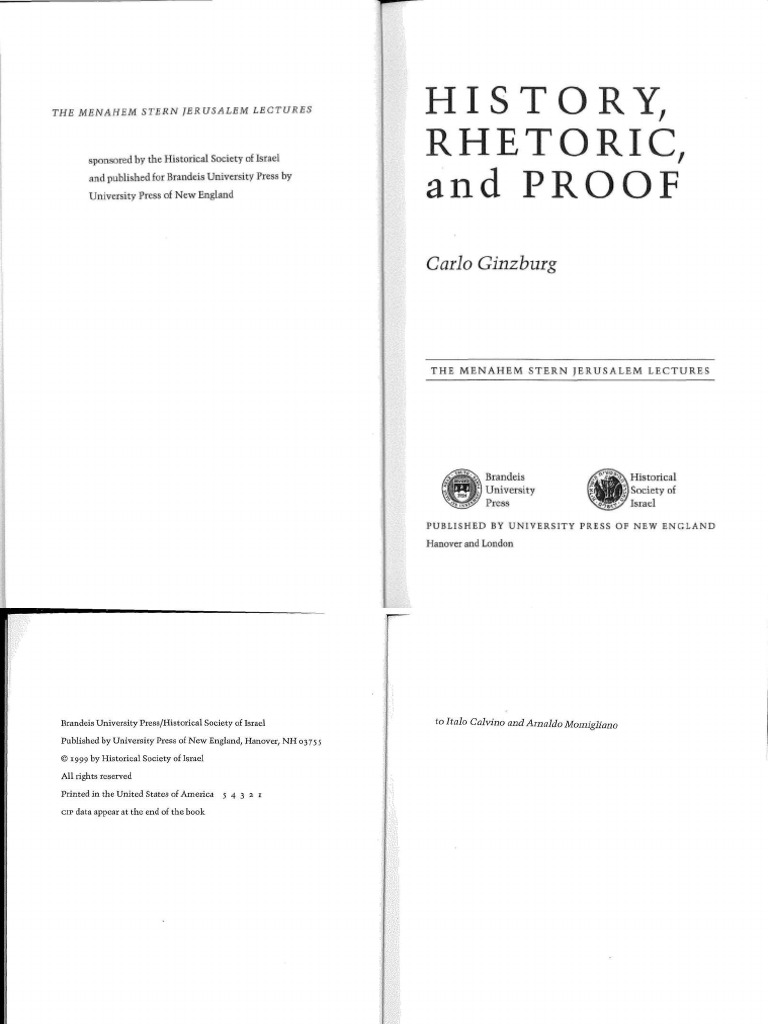 Carlo Ginzburg - History, Rhetoric, and Proof | PDF | Socrates