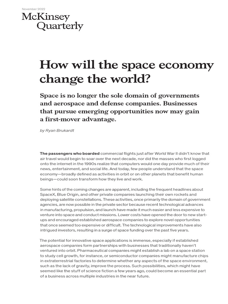 How Will The Space Economy Change The World | PDF | Satellite | Outer Space