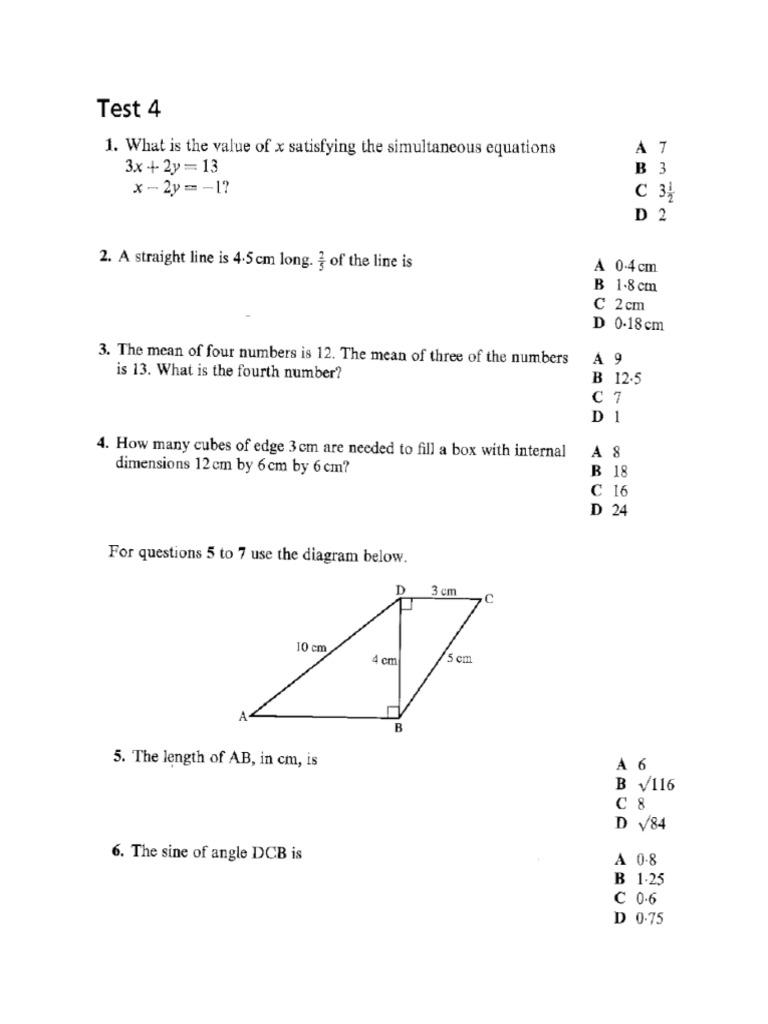 MCQ 4 Math | PDF