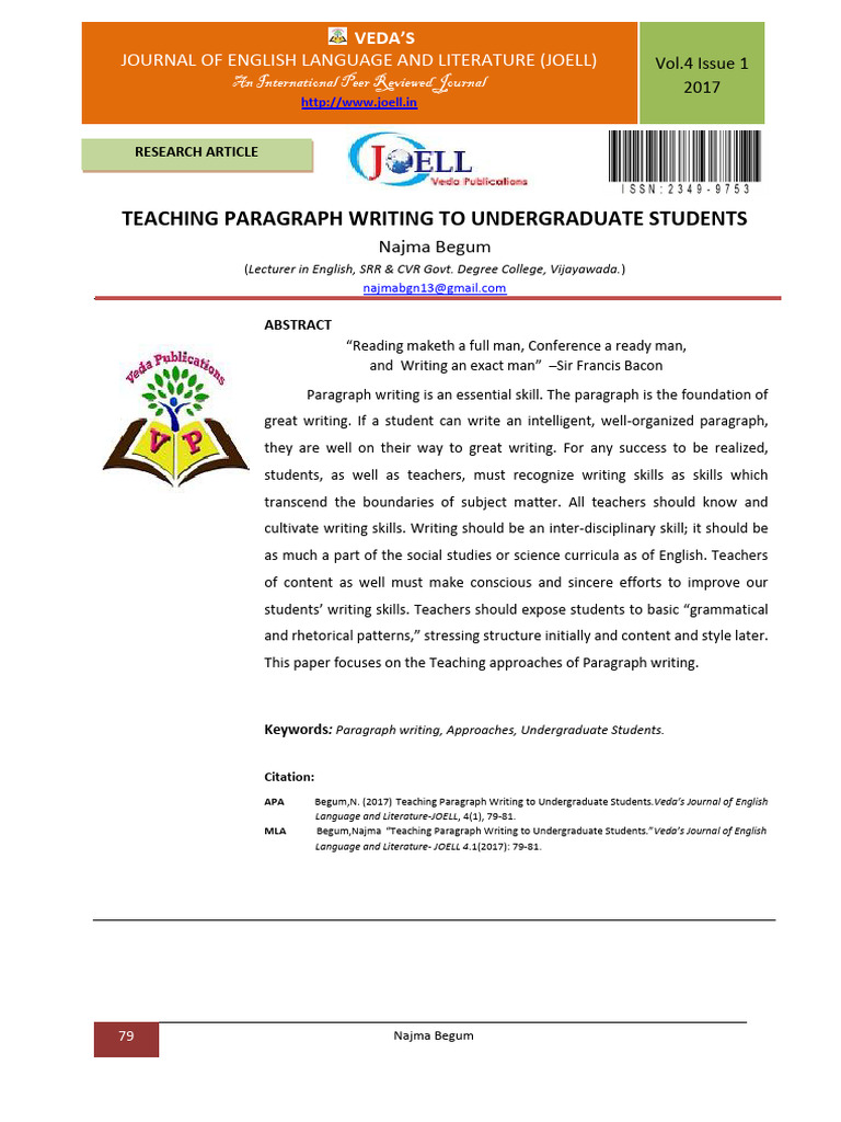 Teaching Paragraph Writing Strategies | PDF | Sentence (Linguistics ...