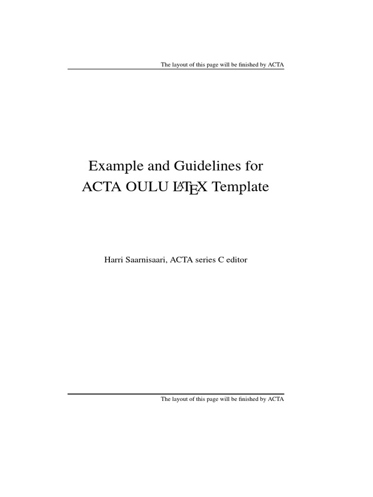 ACTA Oulu LATEX Template Guide | PDF | Te X | Text