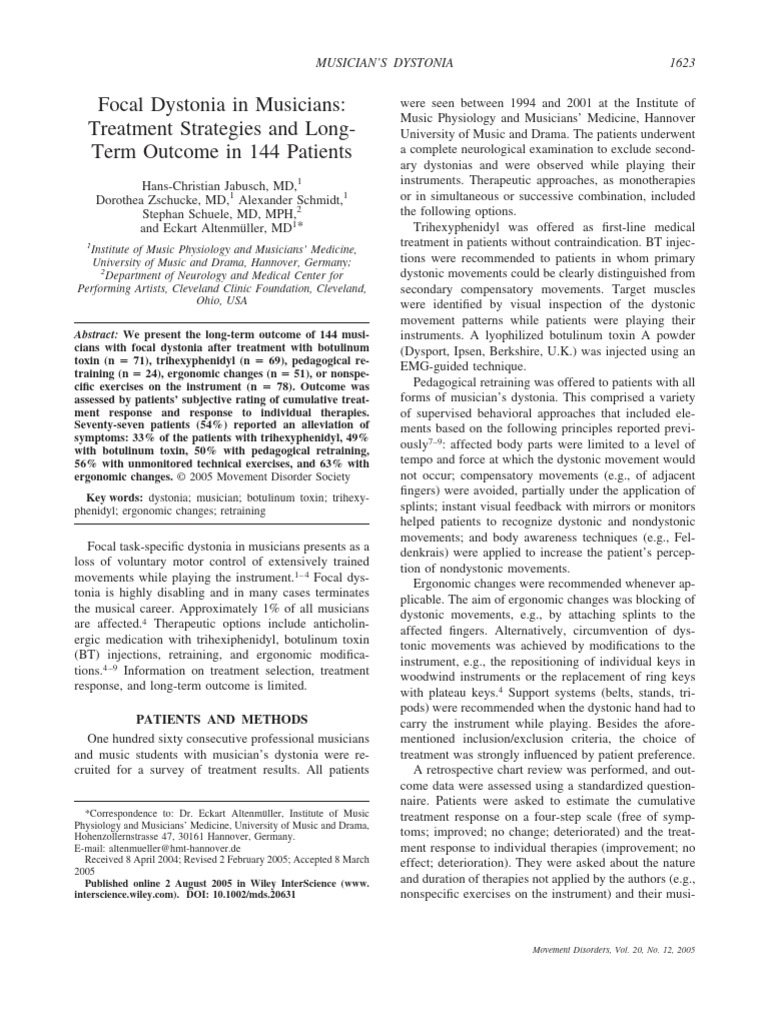 Jabusch Zschucke Mov.dis.2005 | PDF | Dystonia