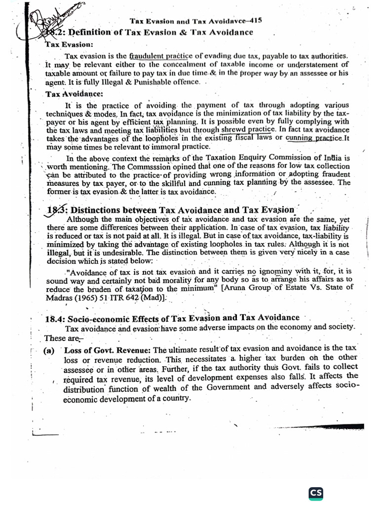 Tax Evasion Tax Avoidance Pdf
