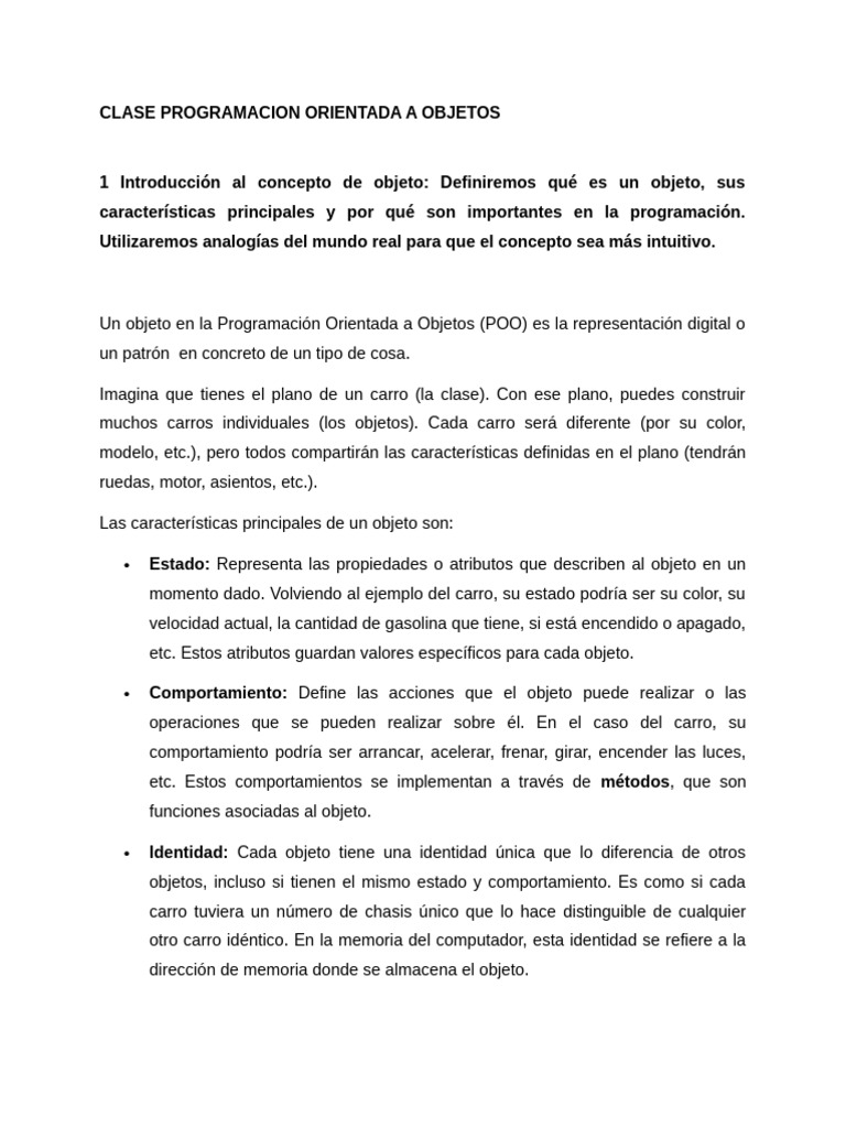 Clase Programacion Orientada A Objetos | PDF | Objeto (informática) | Herencia (Programación ...