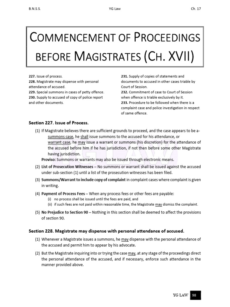 04 Commencement of Proceedings Before Magistrate - CH 17 - BNSS - YG ...