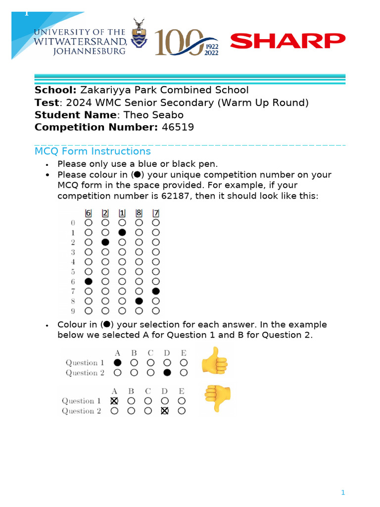 Learner Handout (Warm Up Round) | PDF
