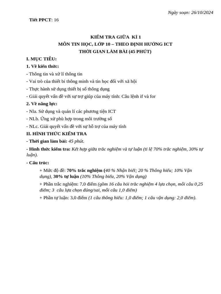 Kiem Tra GK 1 - ICT HTK | PDF