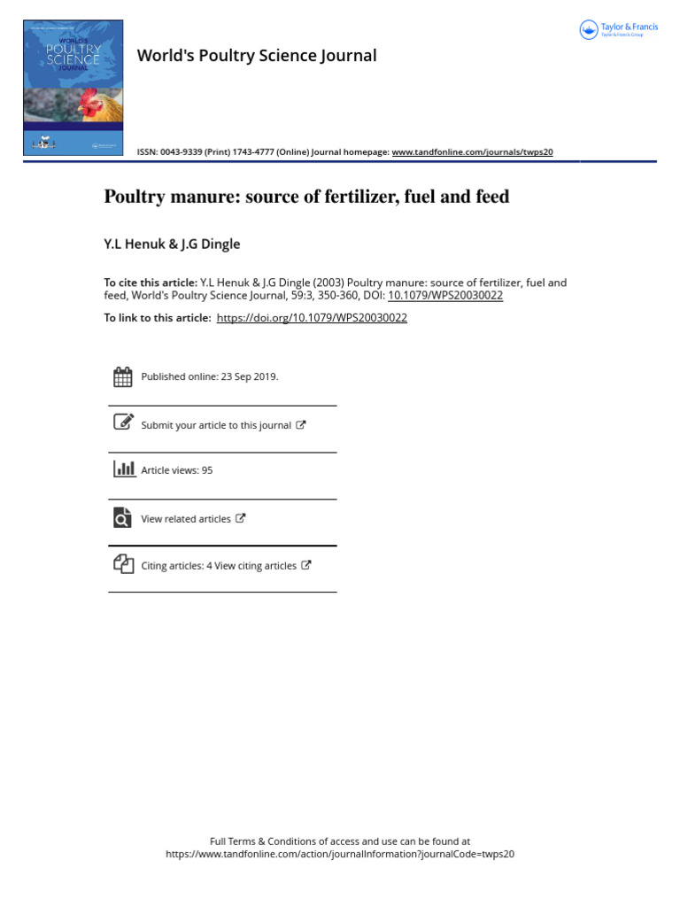 Poultry Manure: Fertilizer, Fuel, Feed | PDF | Manure | Fertilizer