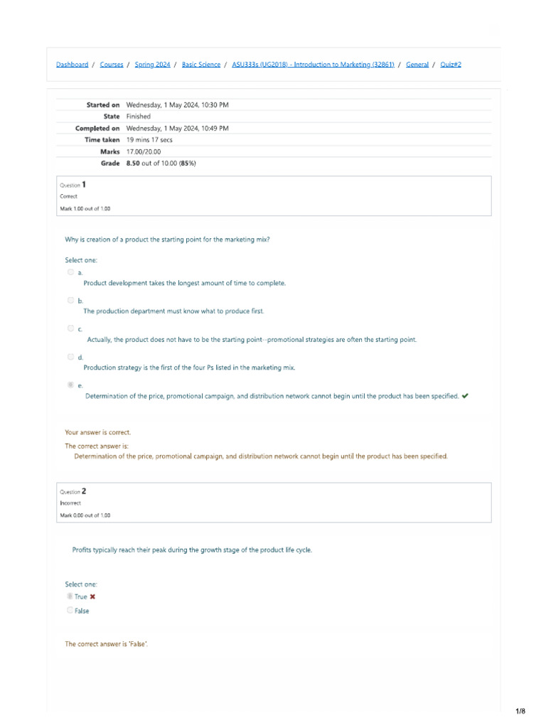 Quiz2 (Spring 2024) | PDF