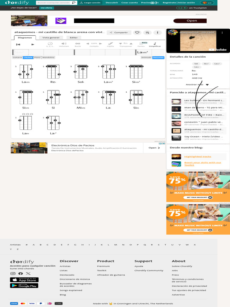 Ataquemos - Mi Castillo de Blanca Arena Con Vista Al Mar Acordes ...