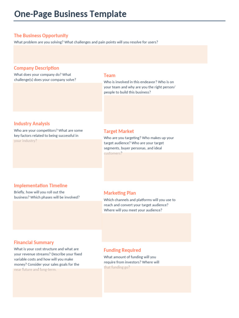 One Page Business Plan | PDF