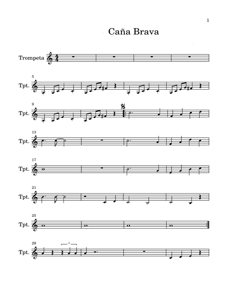Partitura de Trompeta Caña Brava | PDF