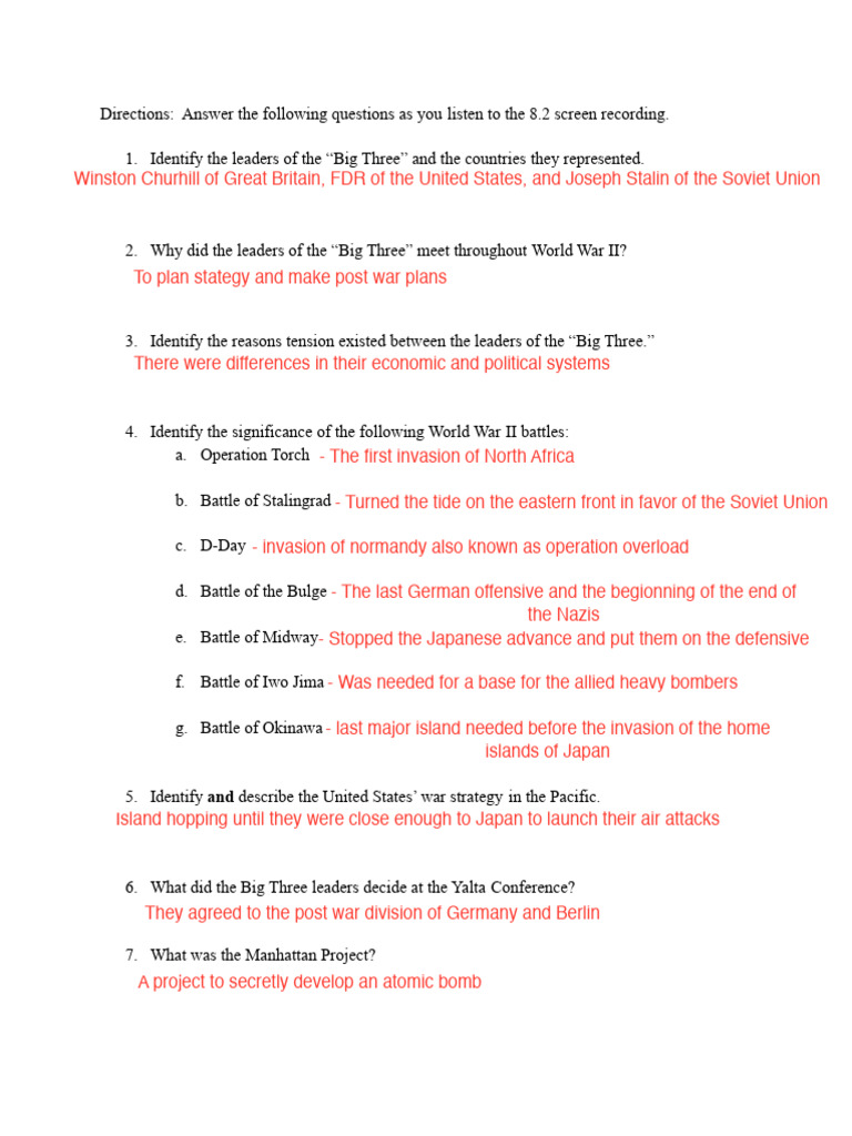 8.2 World War II Guided Notes | PDF | World War II | Allies Of World War II