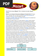 Wolfgang Amadeus Mozart Reading Worksheet: Instructions | PDF
