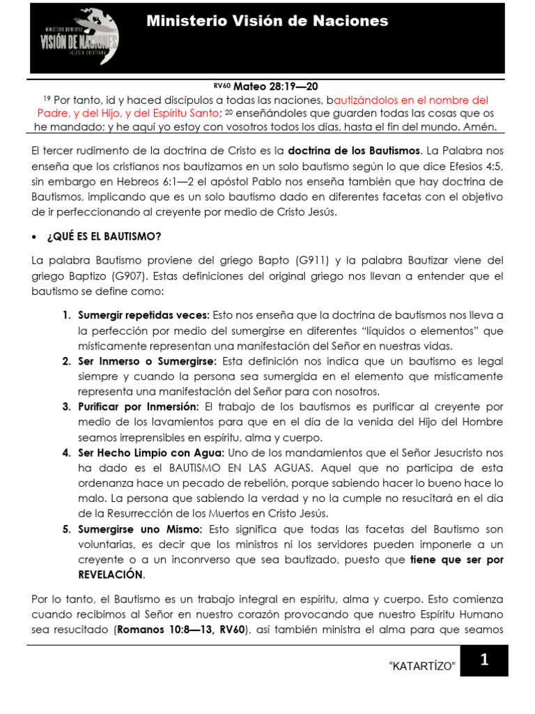 La Doctrina de Bautismos | PDF | Cristo (título) | Bautismo