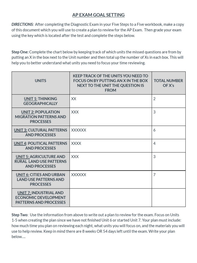 AP Exam Review Goal Setting Guide | PDF | Tests
