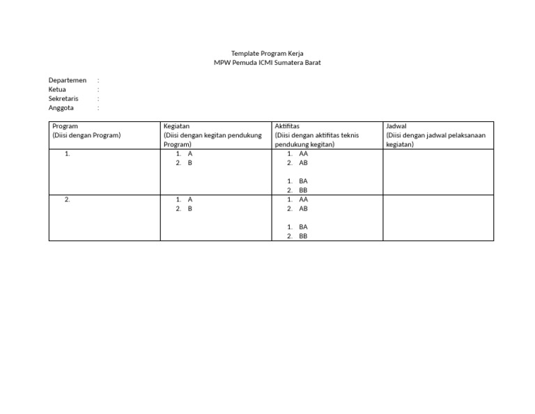 Template Program Kerja | PDF