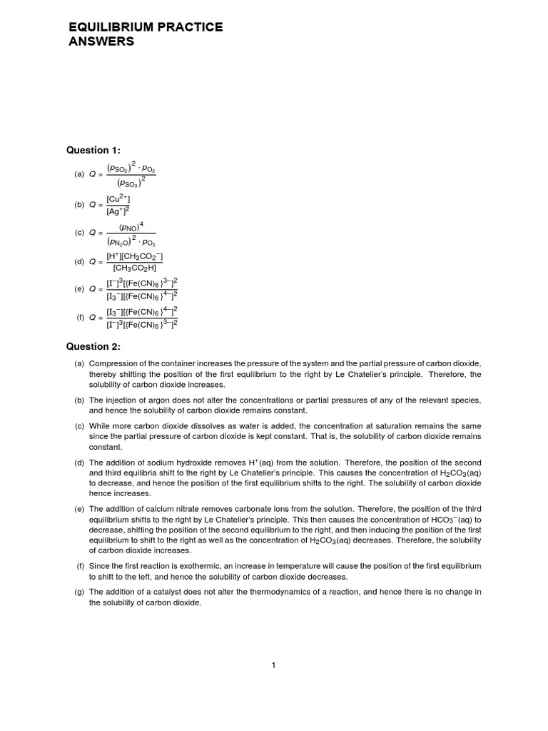 Equilibrium Computations in Chemistry | PDF | Chemical Equilibrium ...