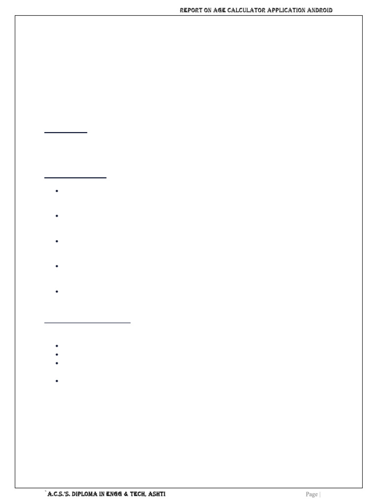 Age Calculator Android Application | PDF | Model–View–Controller | Mobile App
