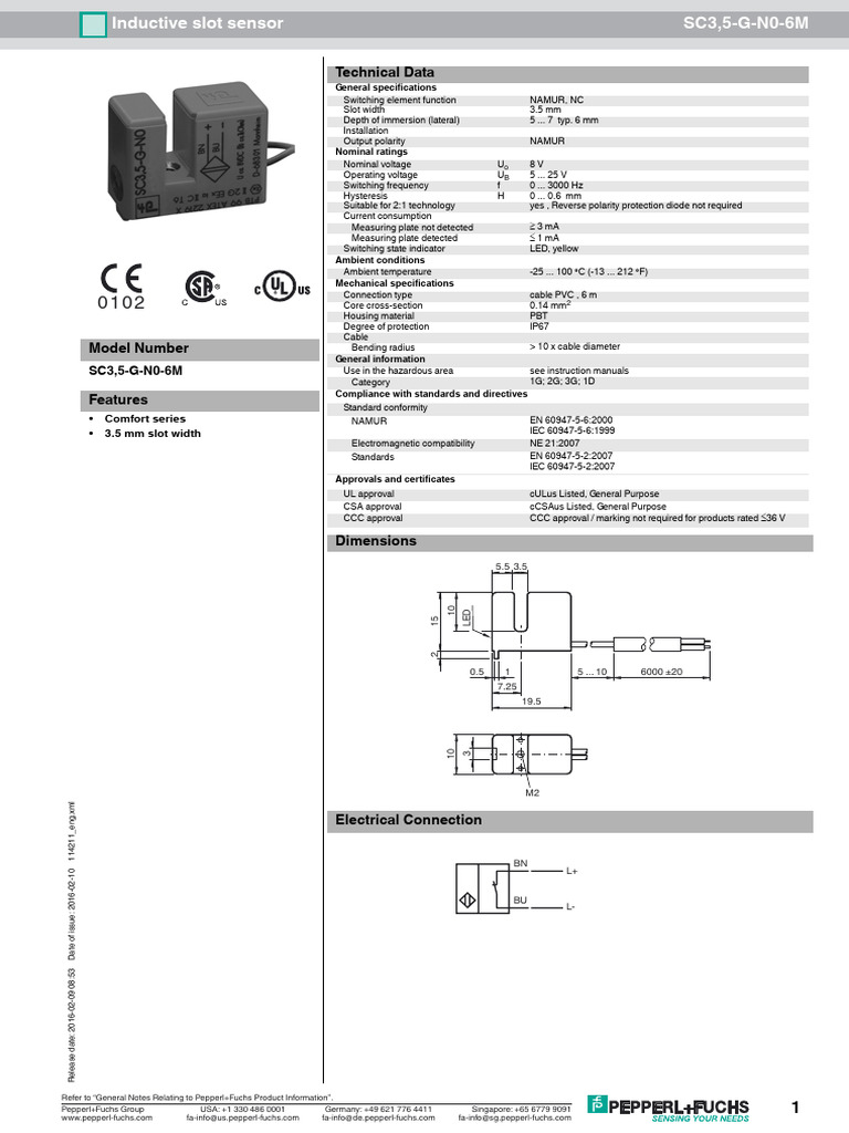 Technical Data: SC3,5-G-N0-6M | PDF | Electricity | Electrical Engineering
