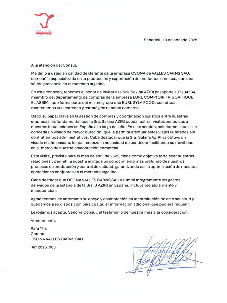 Carta Sakina Aziri | PDF